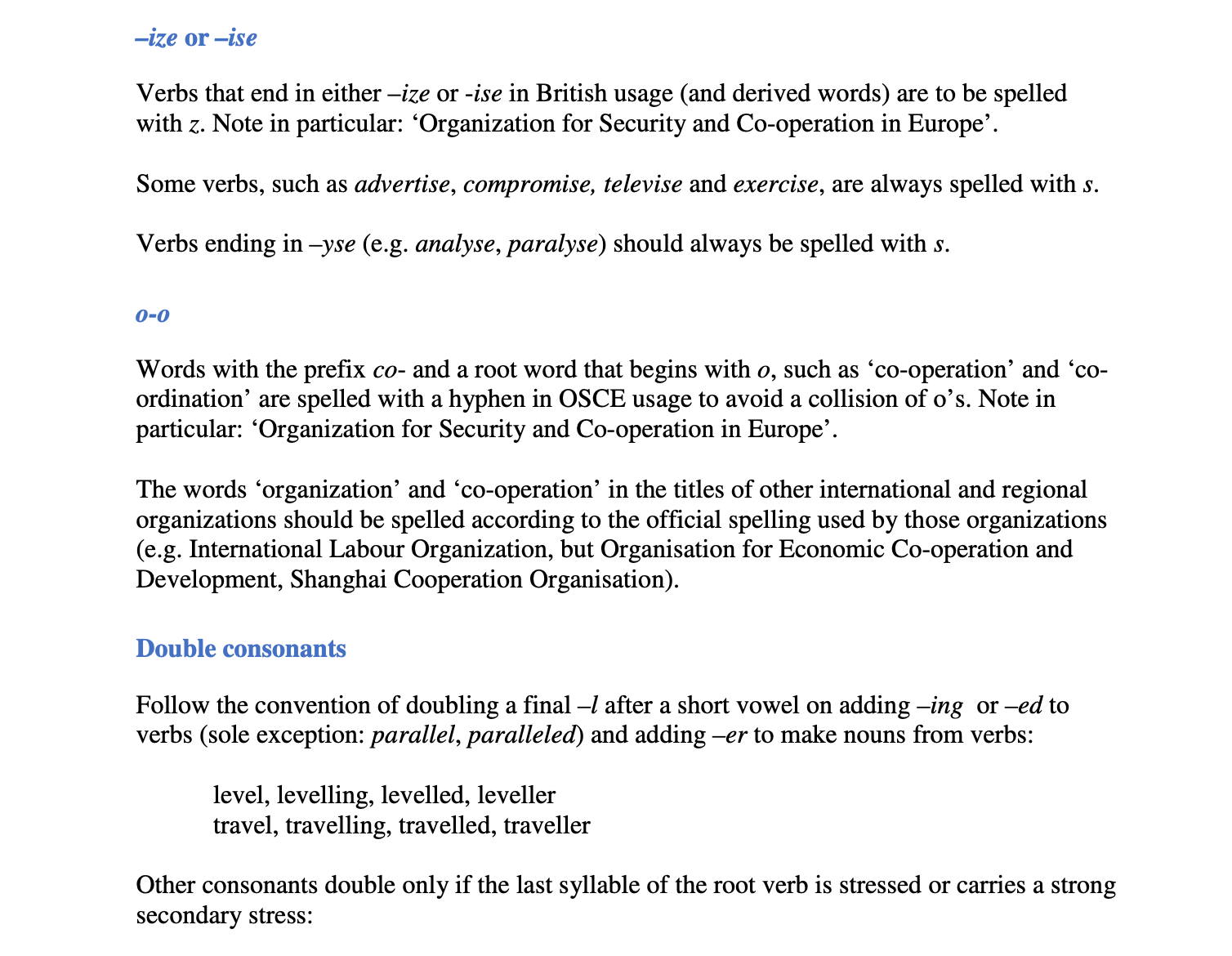 Editorial guidelines